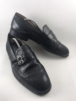 Adolfo Dress Shoes Mens 11.5M Black Leather Moc Monk Strap SlipOn ...