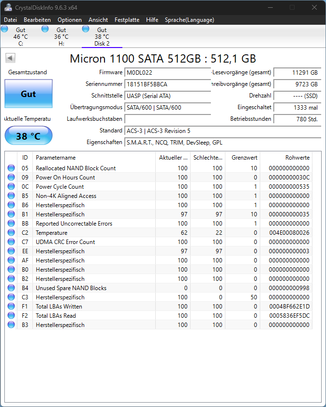 ⚙️ 512GB Micron 1100 – M.2 SATA SSD – Modell MTFDDAV512TBN | eBay.de