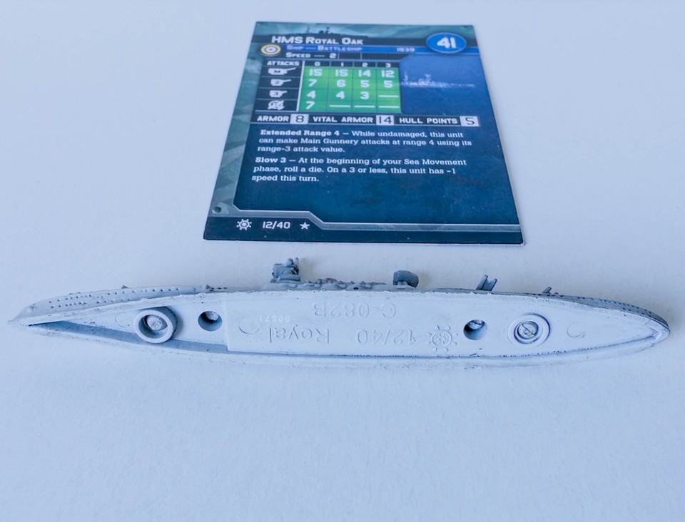 1x HMS Royal Oak Axis & Allies War at Sea Miniatures 12/40 Condition ...