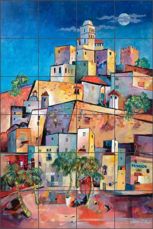 Mediterranean Tile Backsplash Warren Cullar Ibiza Art Ceramic Mural ...