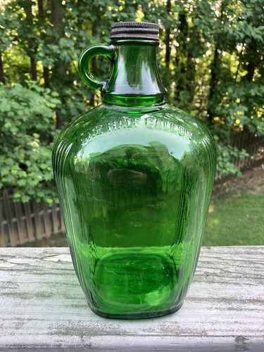 Vintage 1/2 One Half Gallon WILDROOT Green Glass Jar With Top Hair ...