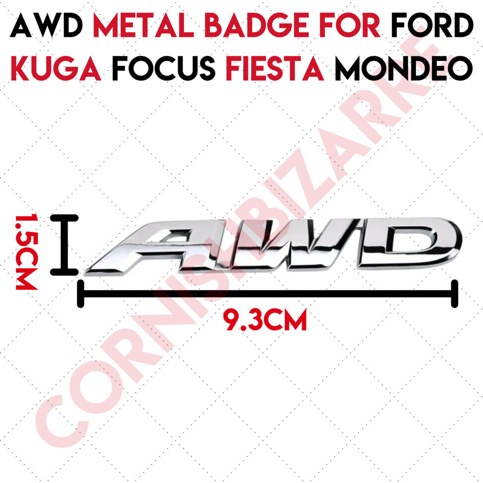SILVER AWD METAL BADGE ALL WHEEL DRIVE FOR FORD KUGA FOCUS FIESTA ...