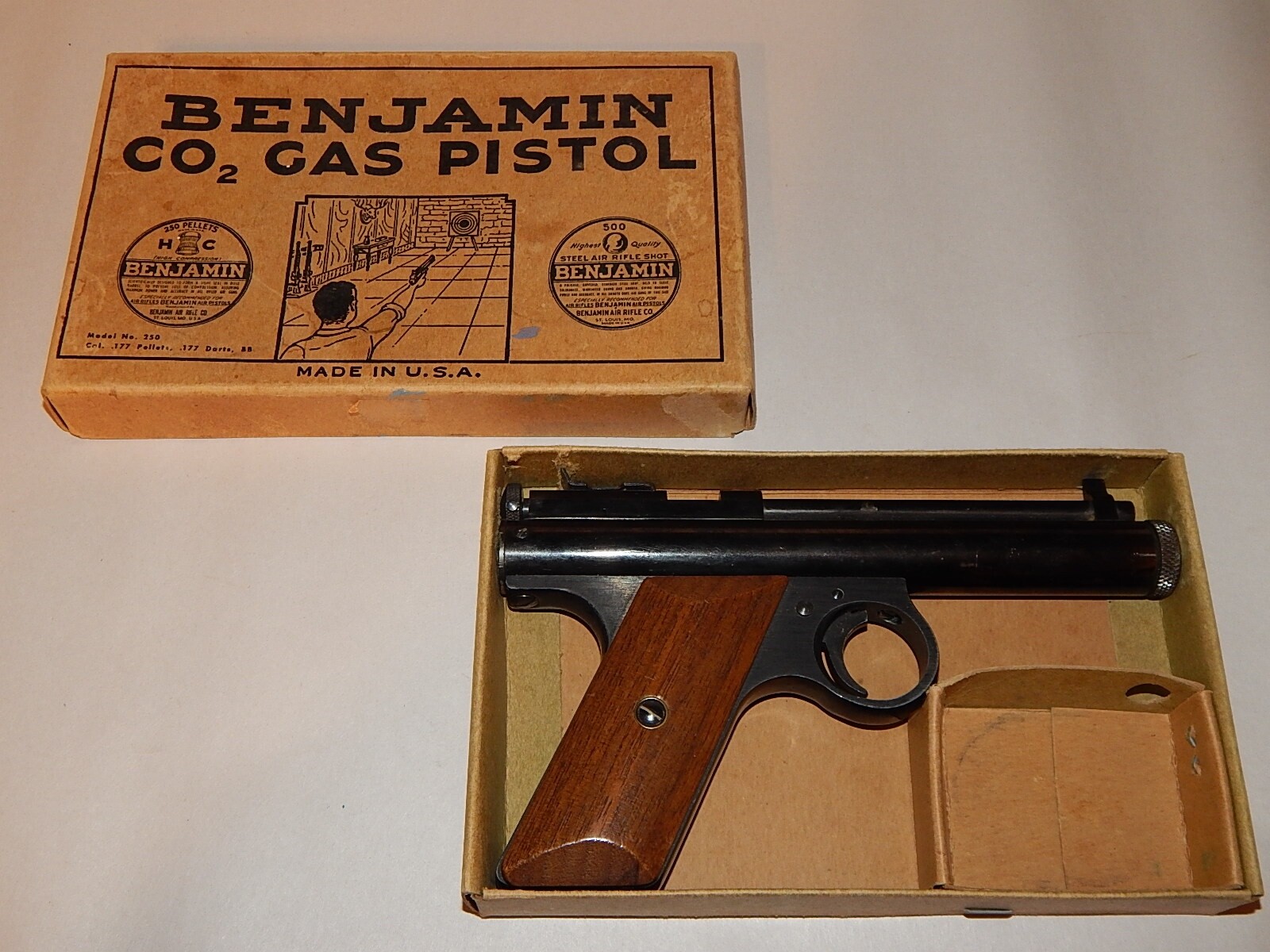 Benjamin Franklin Model 250 CO2 .177 Pellet BB air gun pistol w box | eBay