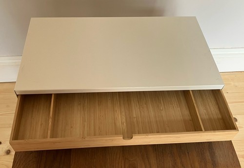 IKEA ELLOVEN Monitor stand with drawer, white & bamboo. Very good used ...