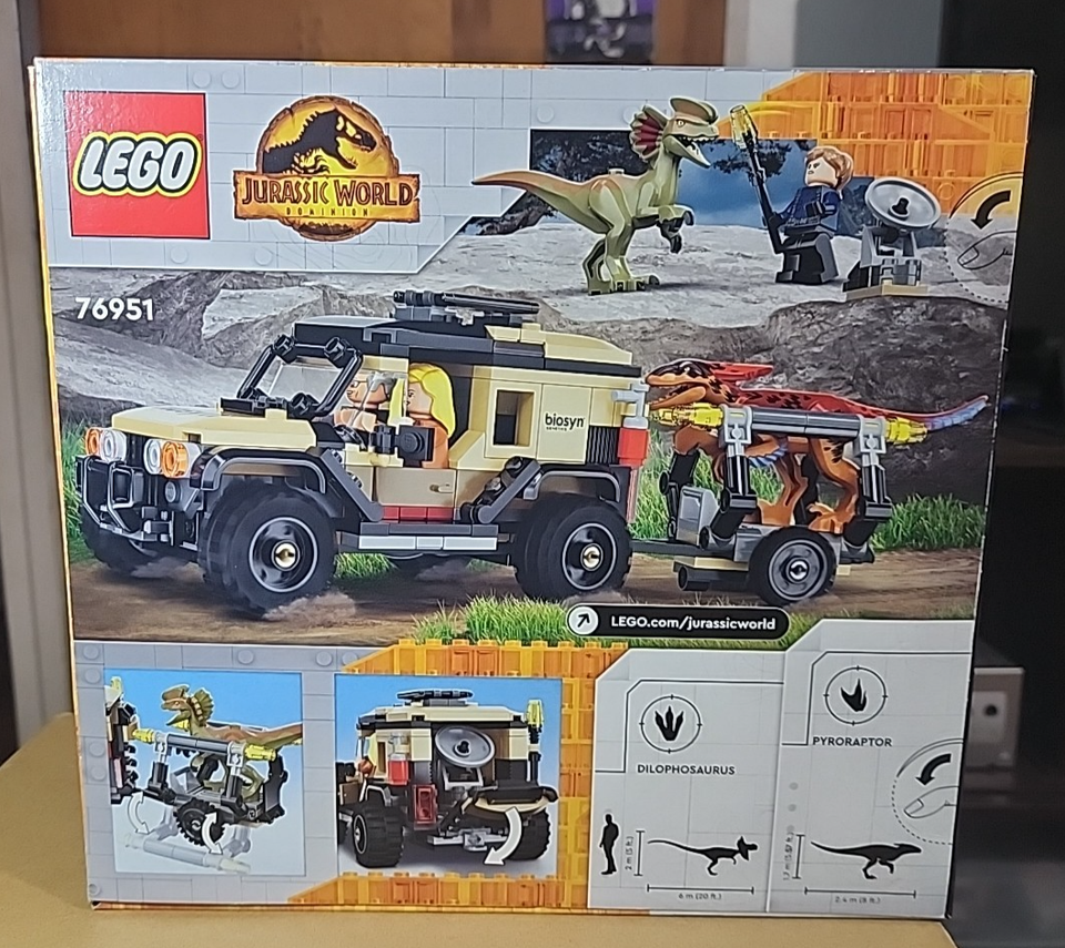 Lego 76951 Jurassic world Pyroraptor Dilophosaurus transport ...
