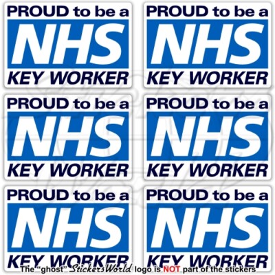 NHS PROUD KEY WORKER Vinyl Bumper Stickers 55mm Virus Support x6 Decals ...