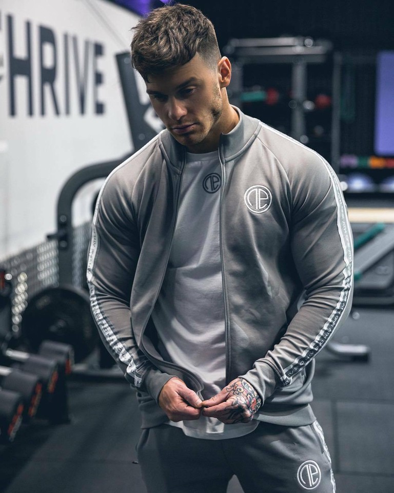 Men's Zipper Sportswear Tight-fitting Stand-up Collar Jacket Muscle ...