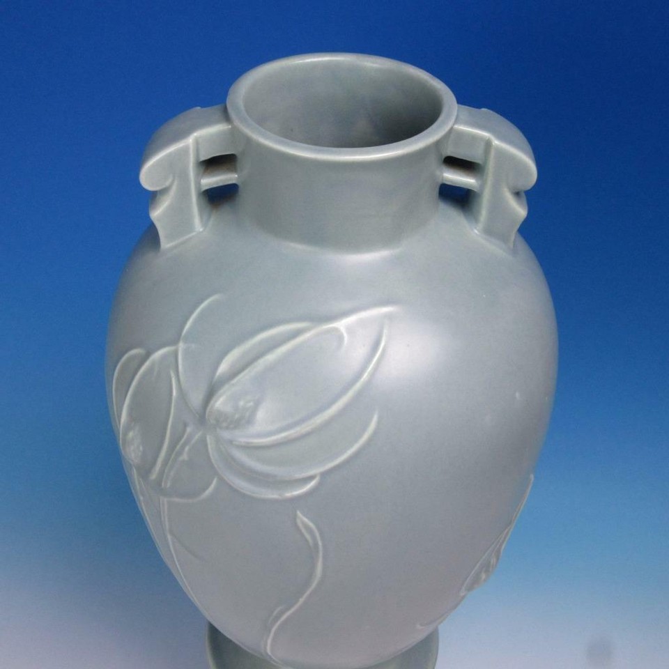 Roseville Art Pottery - Large Blue Teasel Floor Vase - 889-15 - 15¼ ...