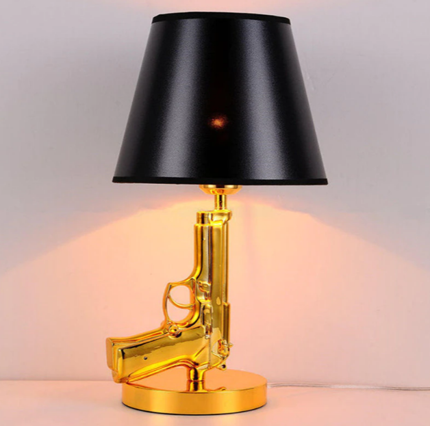 Accent Table Lamp Metal LED Light Modern Home Decor Gun Rifle Floor ...