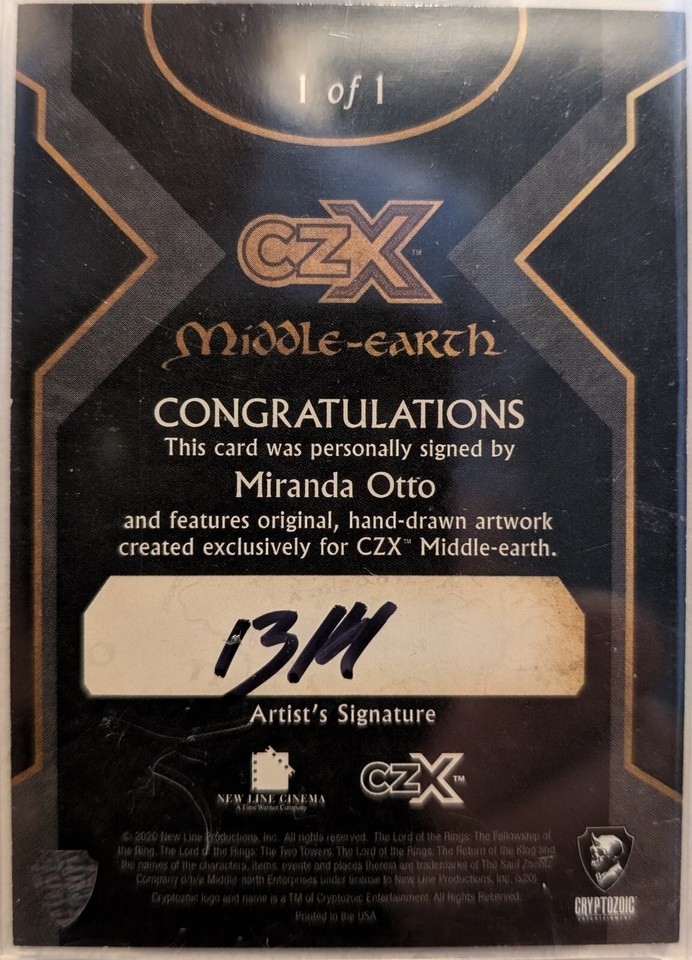 CZX Middle Earth Sketchagraph Sketch Autograph Eowyn Miranda Otto ...