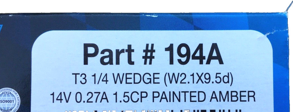 Box of 10 #194NA AMBER PRIME VISION Lamp Auto Bulb Automotive ...