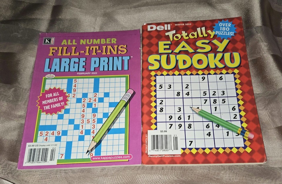 Dell Kappa Lot Sudoku Puzzle Fill-it-ins Large Print Totally Easy ...