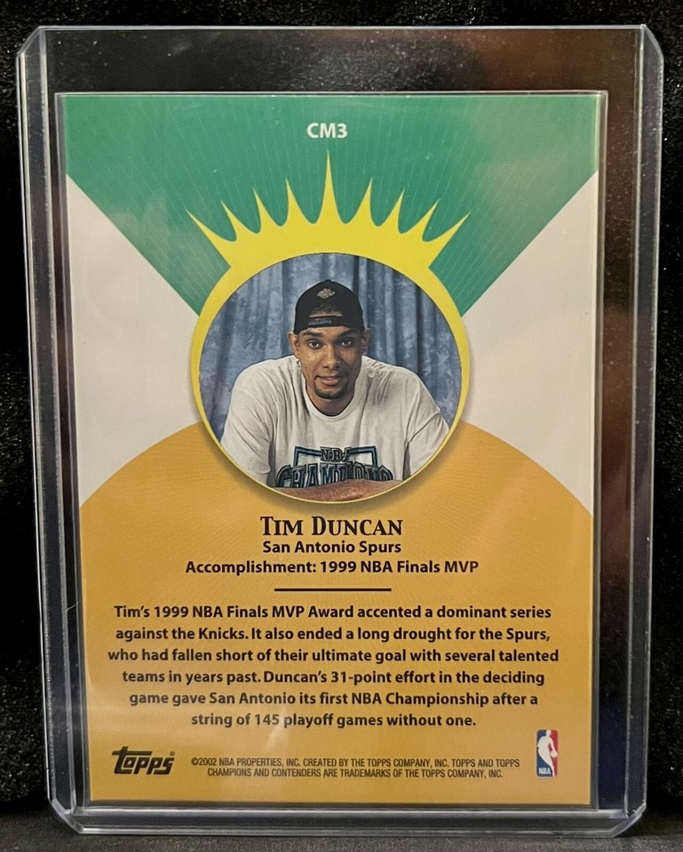 2001-2002 Topps TCC Crowning Moment Tim Duncan 1999 NBA Finals MVP #CM3 ...