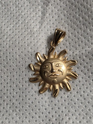 14K Gold Sun Face Pendant SOLAR SunSHINE 0.9” 1.47g | eBay