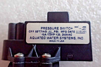 Aquatec Water Systems Pressure Switch | 40 PSI | 15A | 1/2HP | 125 ...
