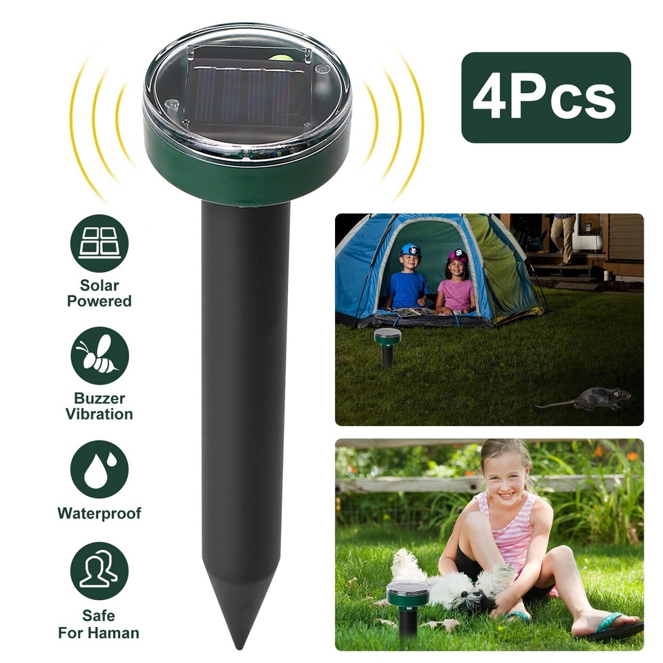 1-8 Packs Solar Power Ultrasonic Sonic Mouse Gopher Mole Pest Rodent ...