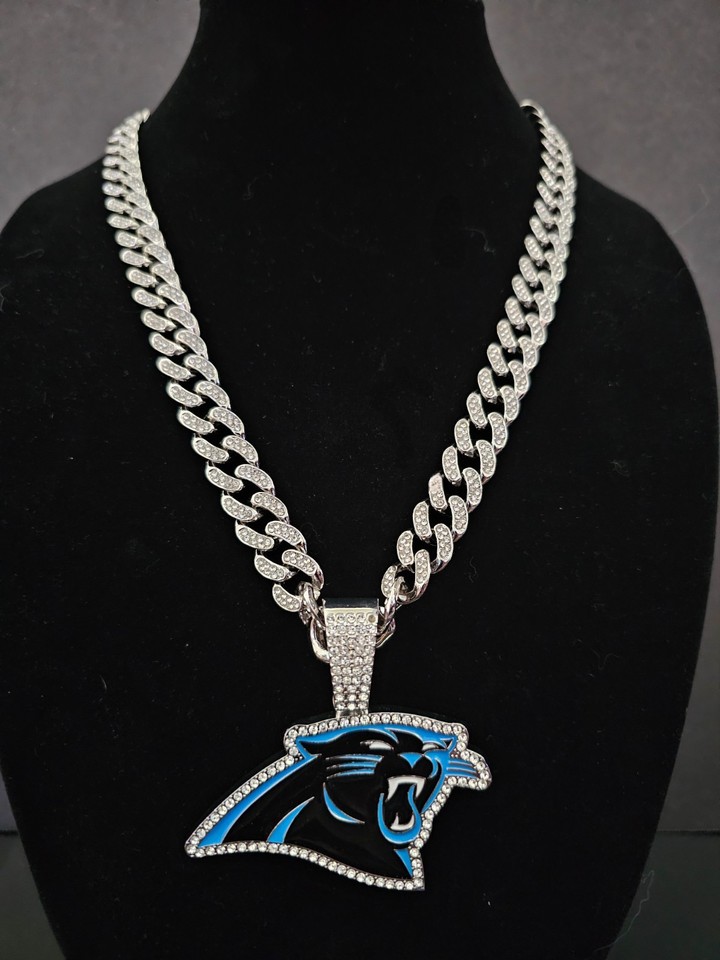 Carolina Panthers Cuban Link Chain Luxury Iced Out Crystal 24" Necklace ...