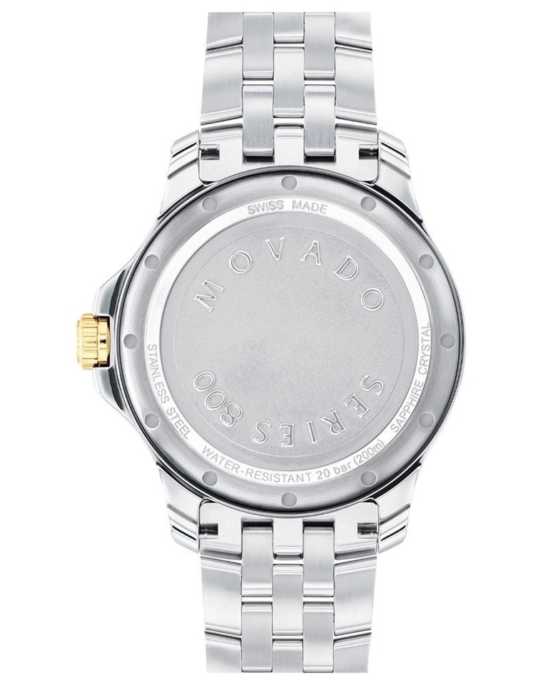 Movado Series 800 Black Dial 2 Tone Gold Steel Men's Swiss Watch ...