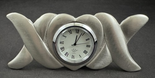 Kirk Stieff Lenox Quartz Heart Hugs & Kisses Pewter Clock | eBay