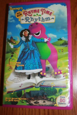 BARNEY "Barney's Rhyme Time Rhythm" Mother Goose 1999 ~ Clamshell VHS ...