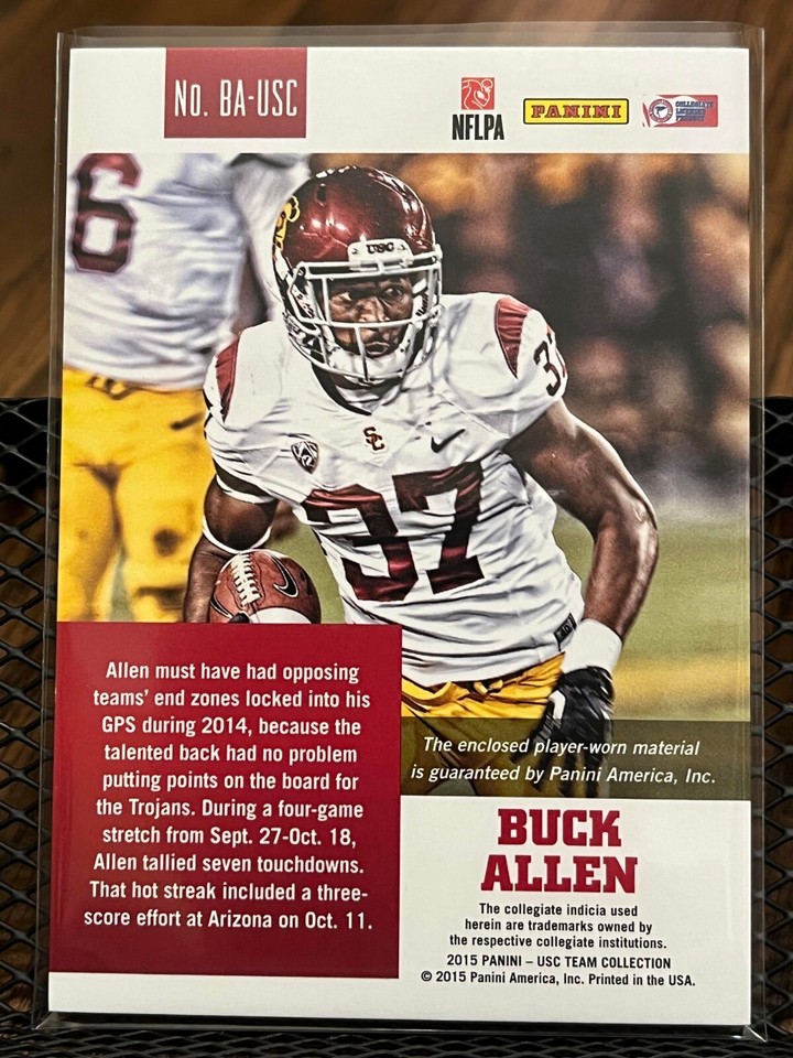 BUCK ALLEN 2015 PANINI TEAM COLLECTION USC TROJANS JERSEY ROOKIE PATCH RELIC RC! | eBay