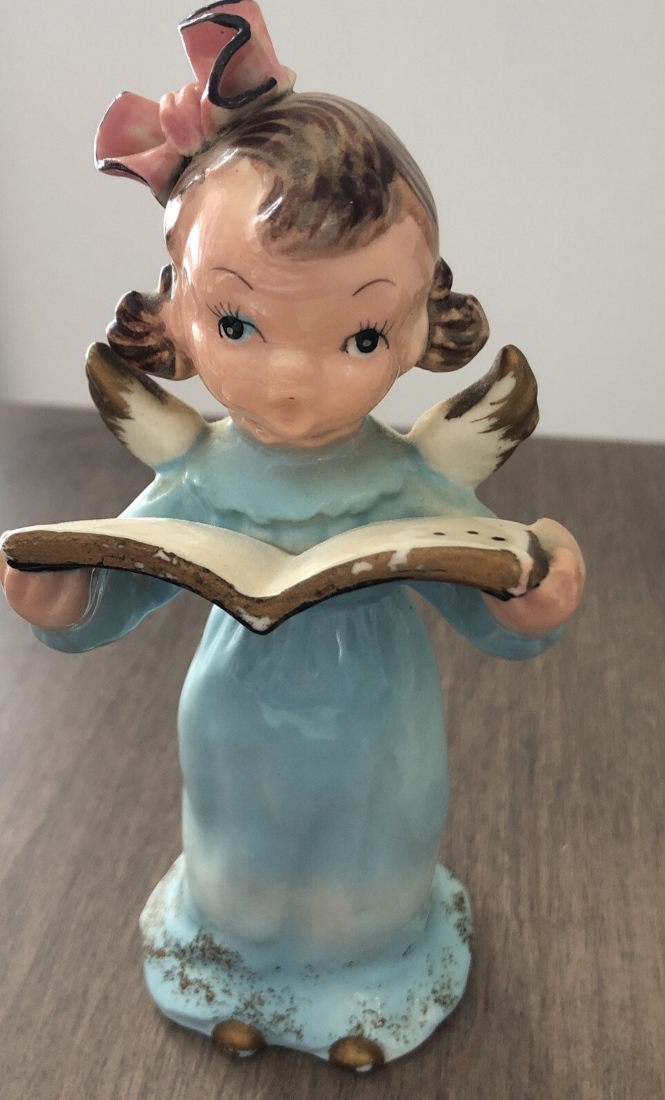 Vintage Wales Angel Blue Dress Figurine Singing With Book Approx. 6” | eBay