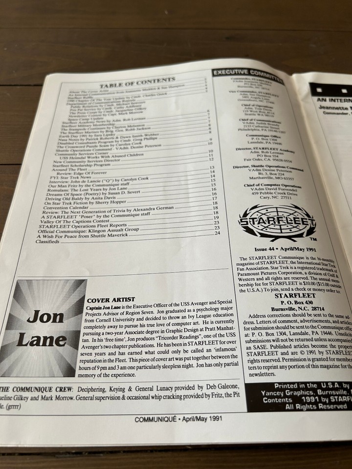 Starfleet Communique Magazine- April/May 1991 Vintage Star Trek TNG | eBay