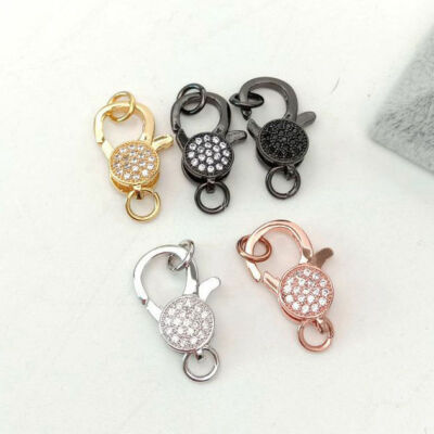 lobster clasp 12x24mm 18k gold Filled cubic zirconia micro pave coin ...