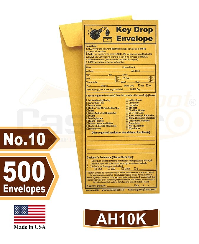 After Hours Night Key Drop Envelope, 4 1/8" x 9 1/2", 24lb Kraft Peel ...
