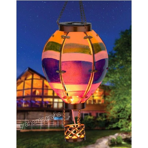 REGAL HOT AIR BALLOON SOLAR LANTERN STRIPE SMALL 12769 YARD GARDEN ...
