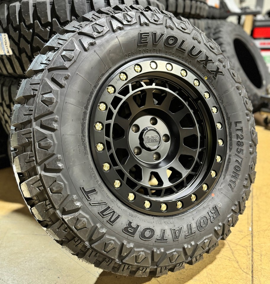 4) 17x9 Black Rhino Primm Wheels Rims 33" MT Tires 5x5 Jeep Wrangler JK ...