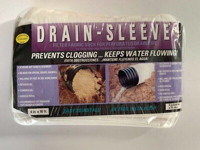 Carriff Drain Sleeve Filter Fabric Sock for Perforated Drain Pipe 4” X ...