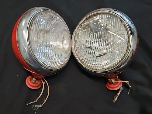 Vintage Original Guide Fog Lights Lamps, Red Sealed Beams USA | eBay