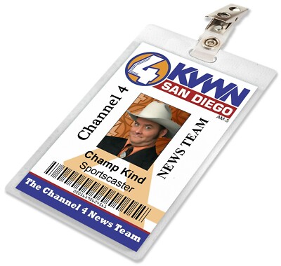 Anchorman CHAMP KIND Channel 4 News Press Pass ID Badge Name Tag Card ...
