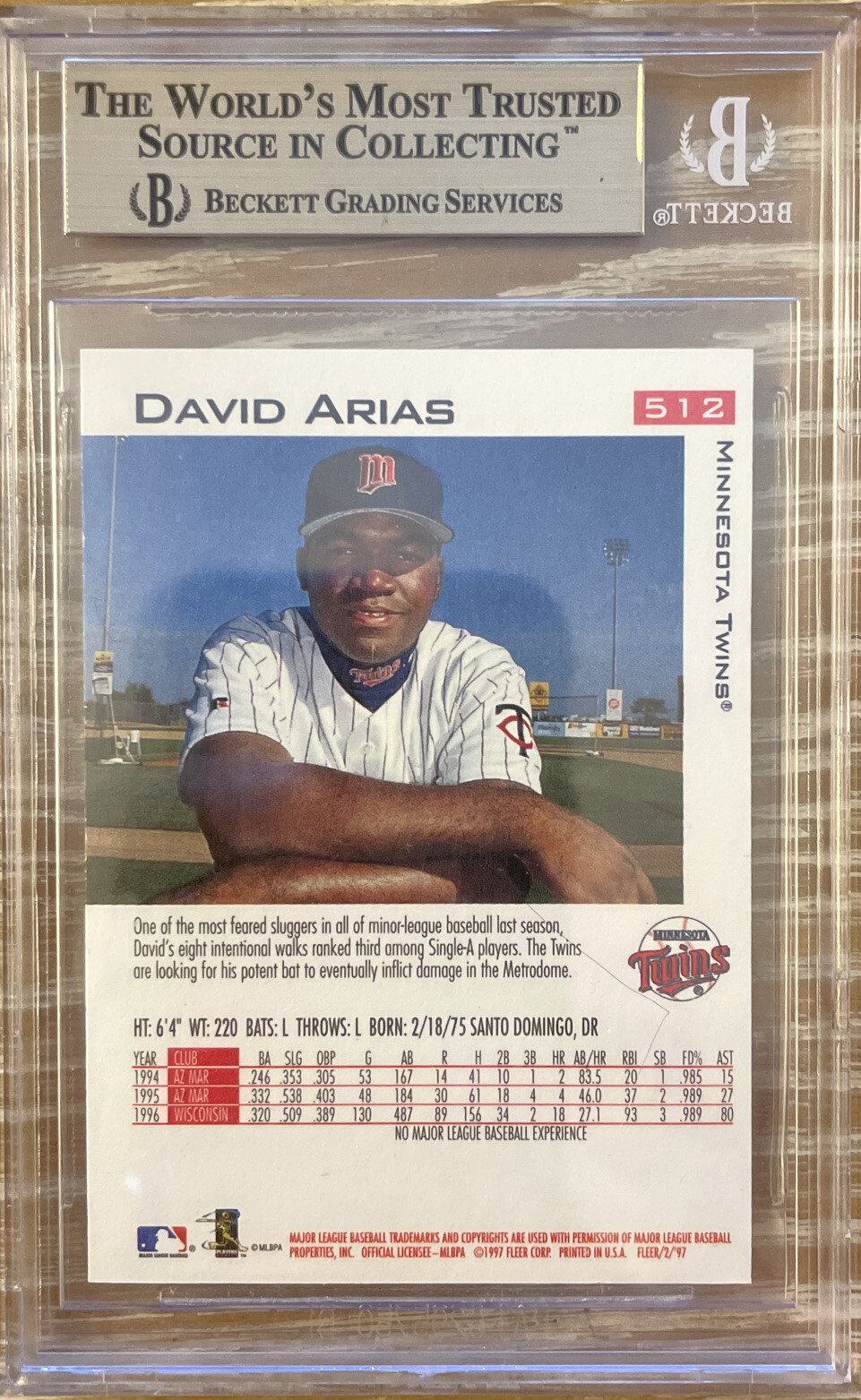 1997 Fleer Baseball David (Arias) Ortiz Rookie GEM MINT BGS 9.5 Big ...