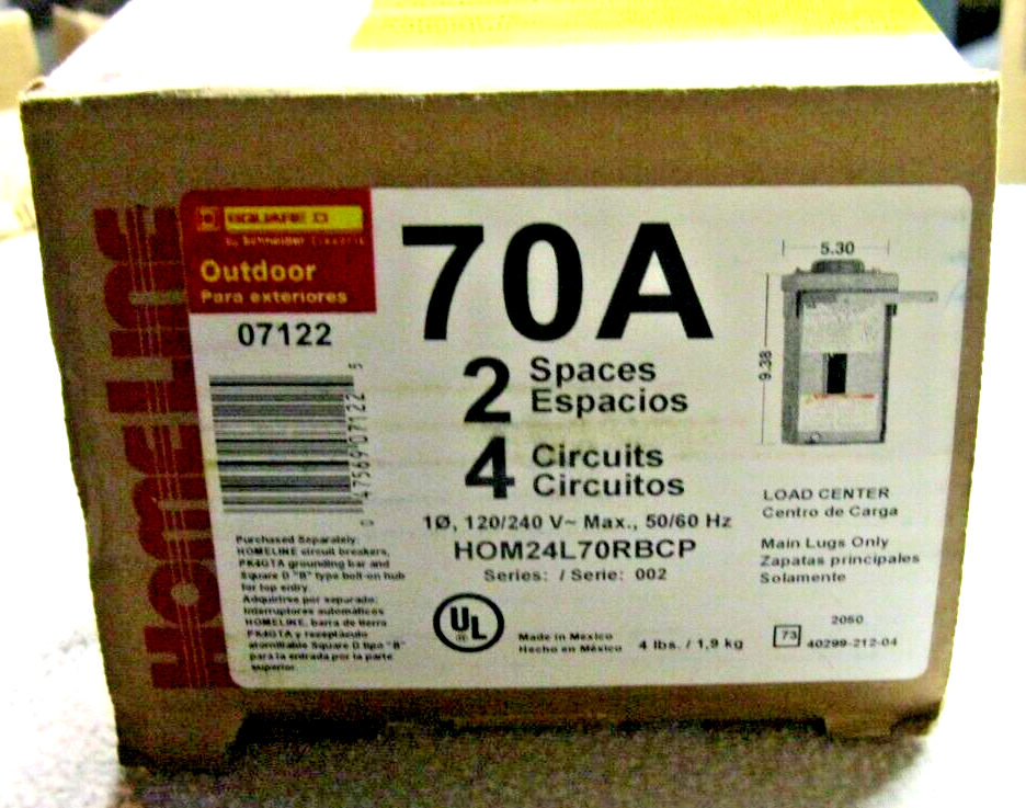Homeline 70 Amp 2 Space 4 Circuit Outdoor Main Lug Load Center ...