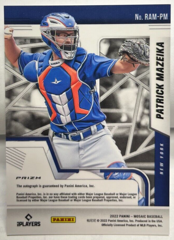 Patrick Mazeika 2022 Panini Mosaic Prizm Rookie RC Autograph Auto SP# ...