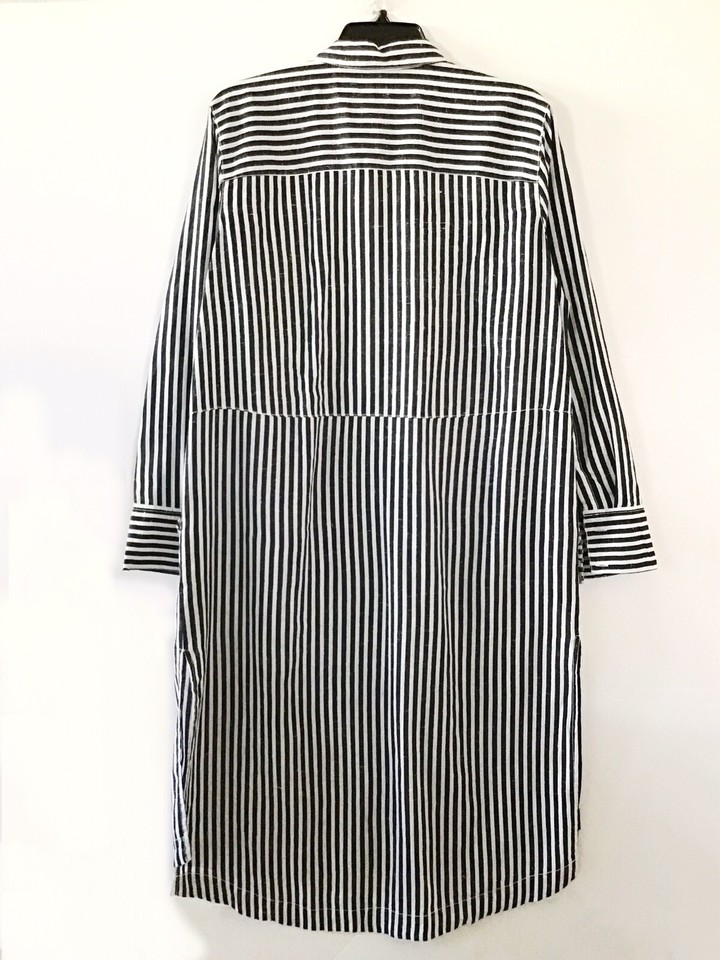 FREE PEOPLE Loose Fit Long Sleeve Slit Stripes Button Up Shirt XS Dress ...