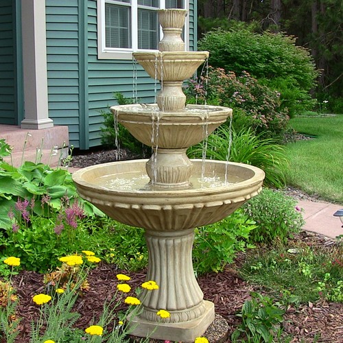 Classic Designer Polystone Outdoor 3-Tier Fountain - White by Sunnydaze ...