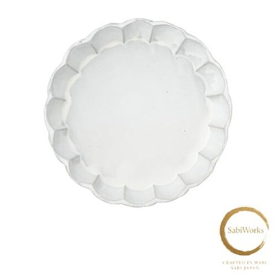 New Marui Seito Shigaraki ware Hechomon plate diameter 22cm white rust ...