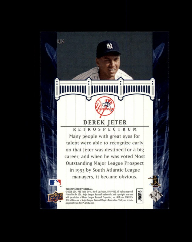2008 Upper Deck Spectrum Derek Jeter Retrospectrum #DJ1 Yankees Insert ...