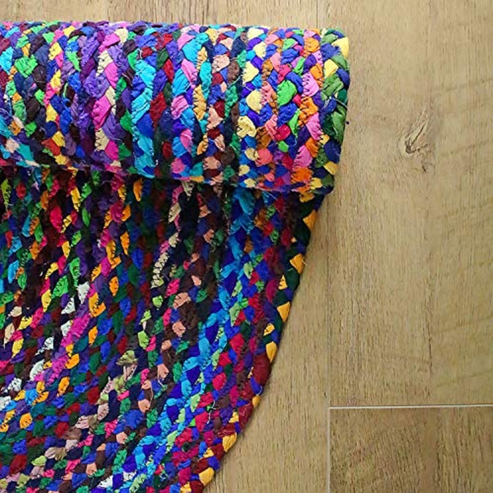 Oval Rug 100% Cotton Braided Area Rug Modern floor Home Living Room ...