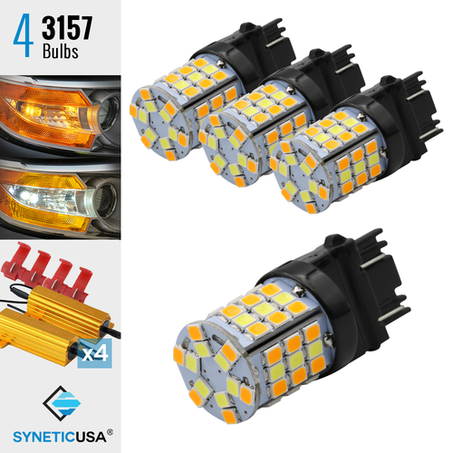 4pc 3157 Dual Color Switchback White/Amber LED Turn Signal Light Bulbs ...