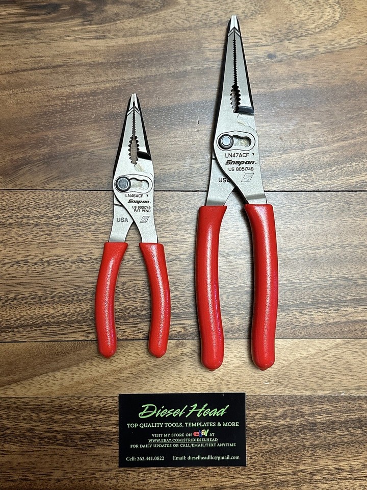 *NEW* Snap On LN47ACF & LN46ACF Needle Nose/Slip-Joint Combination RED ...