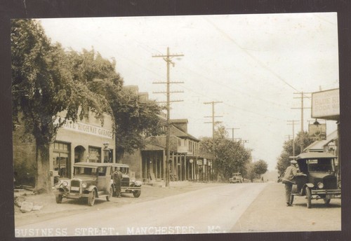 REAL PHOTO MANCHESTER MISSOURI DOWNTOWN STREET SCENE MO. POSTCARD COPY ...