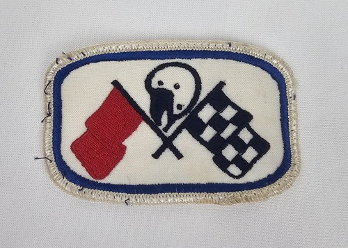 Vintage Racing Embroidered Patch Crossed Flags And Helmet | eBay