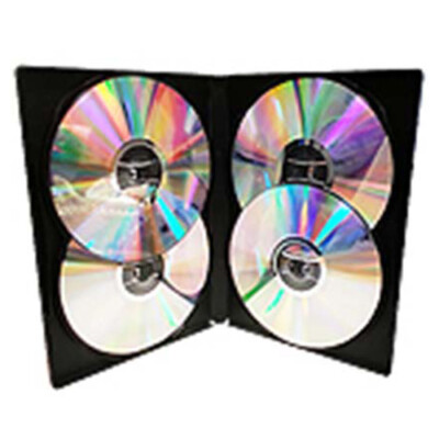 1 x 4 Way Black 14mm Spine Holds 4 Discs Overlay Empty Replacement DVD ...