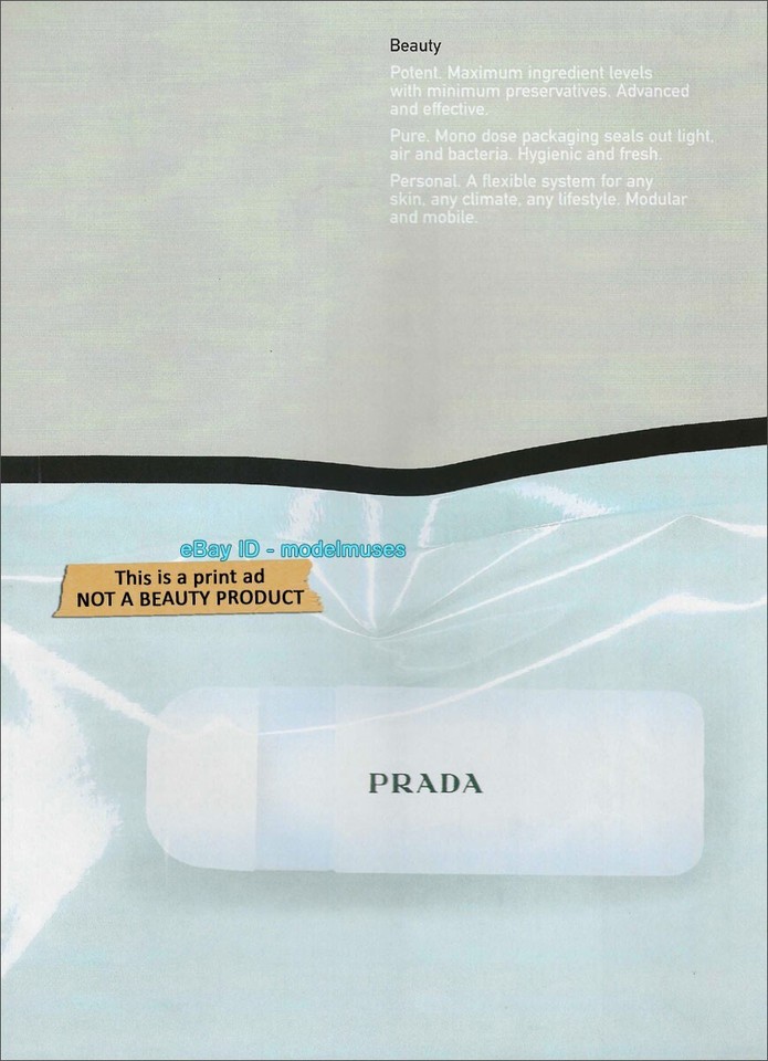 vintage PRADA Beauty 2-Page Magazine PRINT AD Spring 2001 | eBay