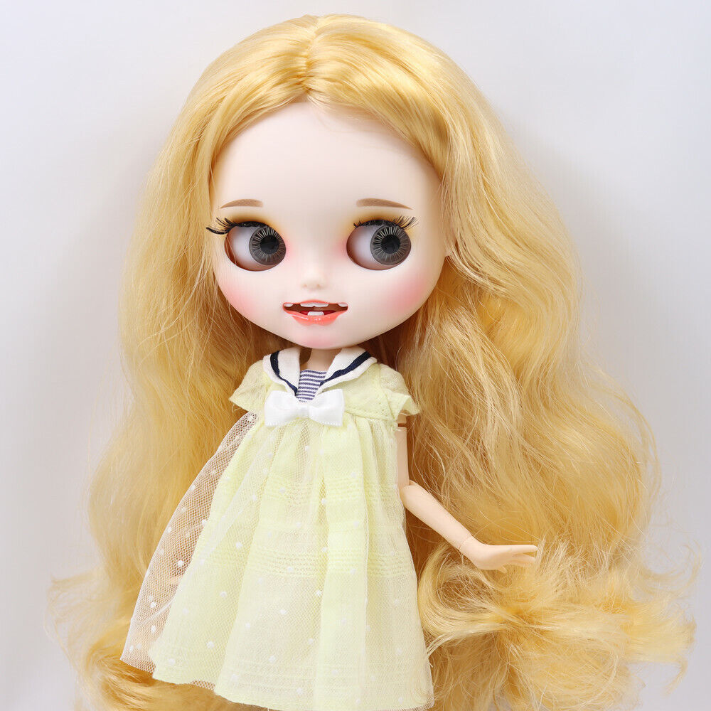 12 Factory Blythe 1 6 Bjd Long Blond Hair Custom Doll Matte Face Open
