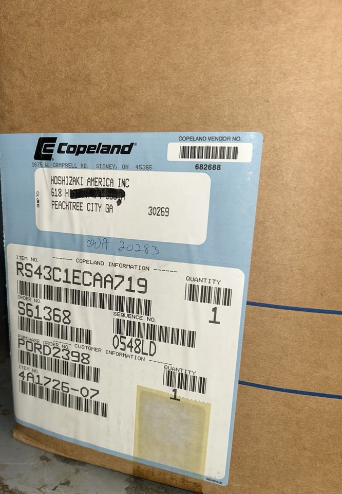 Copeland RS43C1E-CAA Compressor 115V, 1/2hp, W/OEM Start Component Kit ...